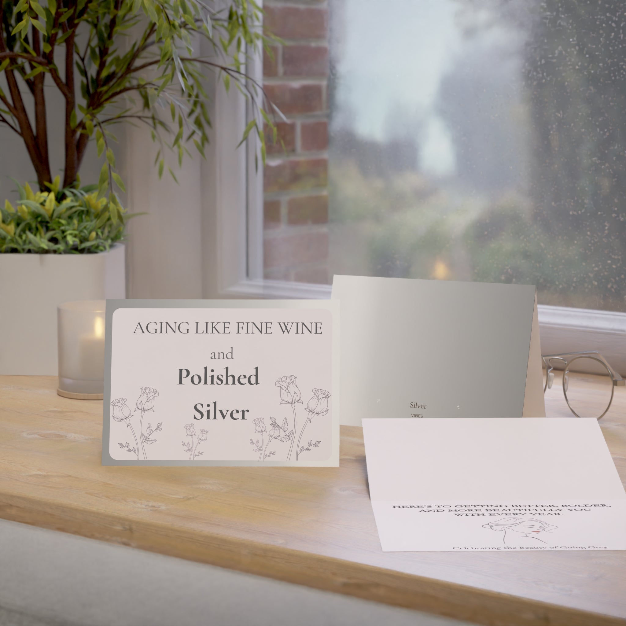 "Aging Like Fine Wine and Polished Silver" - Greeting Card – Silver ...